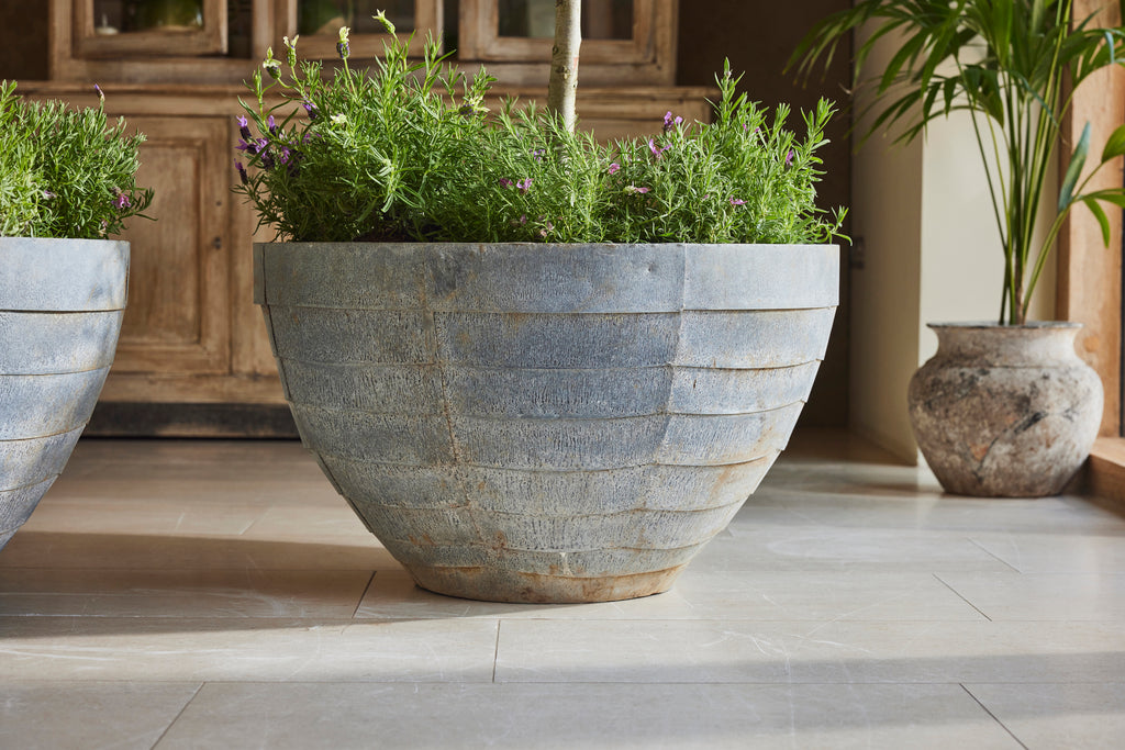 Pair of Zinc Bowl Planters | Garden Antiques | Violet Grey