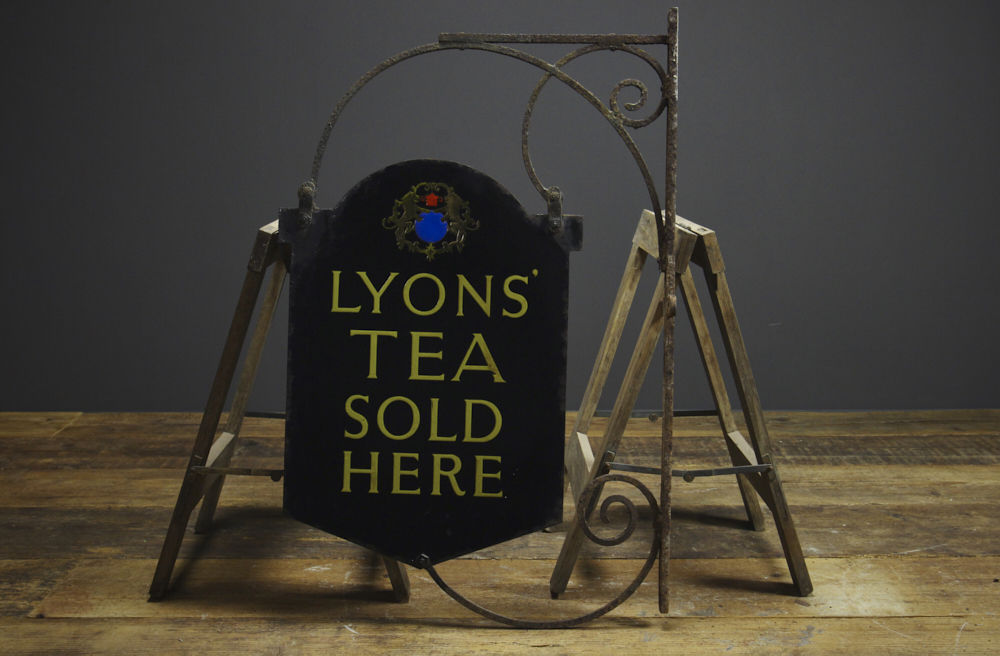 Two Sided Lyons Tea Sign | Garden Antiques | Violet Grey